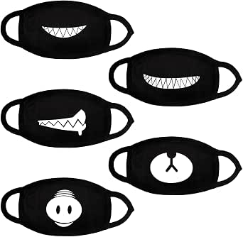 Amazon.com: HNYYZL Set of 5 Cool Mask Cute Face Mask Unisex Cotton ...