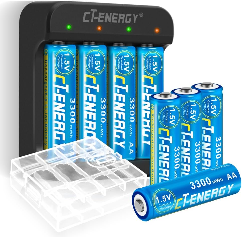 Amazon.com: CT-ENERGY Rechargeable Lithium AA Batteries 1.5v with ...