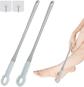 Amazon.com : Toe Cleaning Brush, 15.75" Long Handle Silicone Bristles ...
