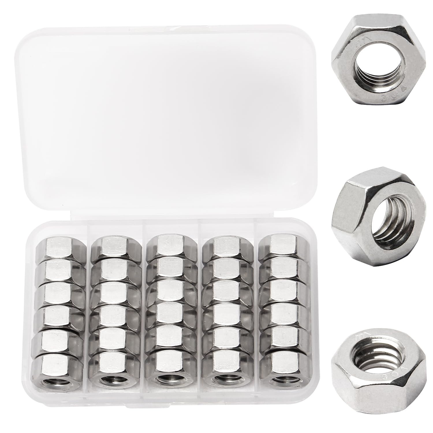 Snapklik.com : Mriuuod 30pcs 5/16-18 Hex Nuts, 304 Stainless Steel, Hex ...