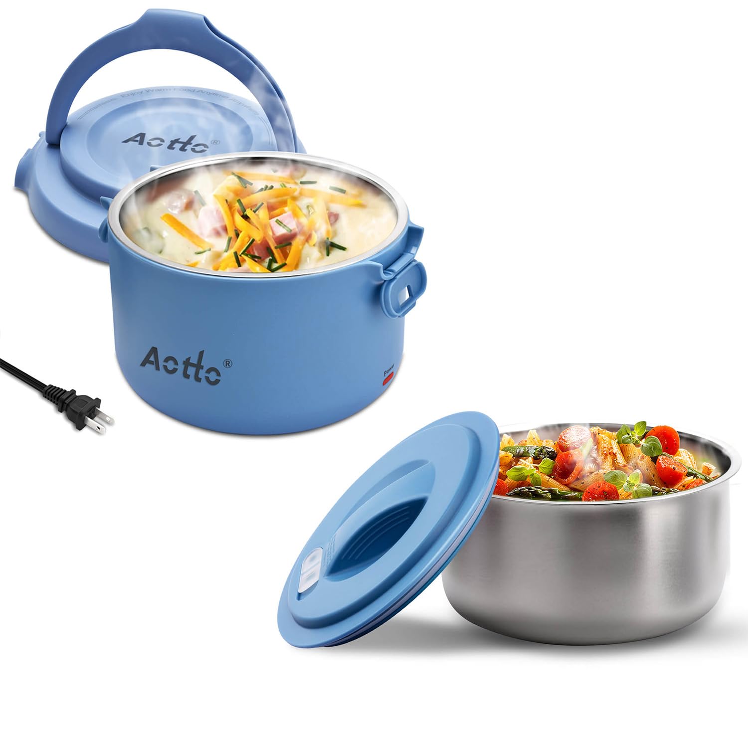 Amazon.com: Aotto Electric Lunch Box 32-Ounce Portable Food Warmer 110/120V and 304 Stainless ...