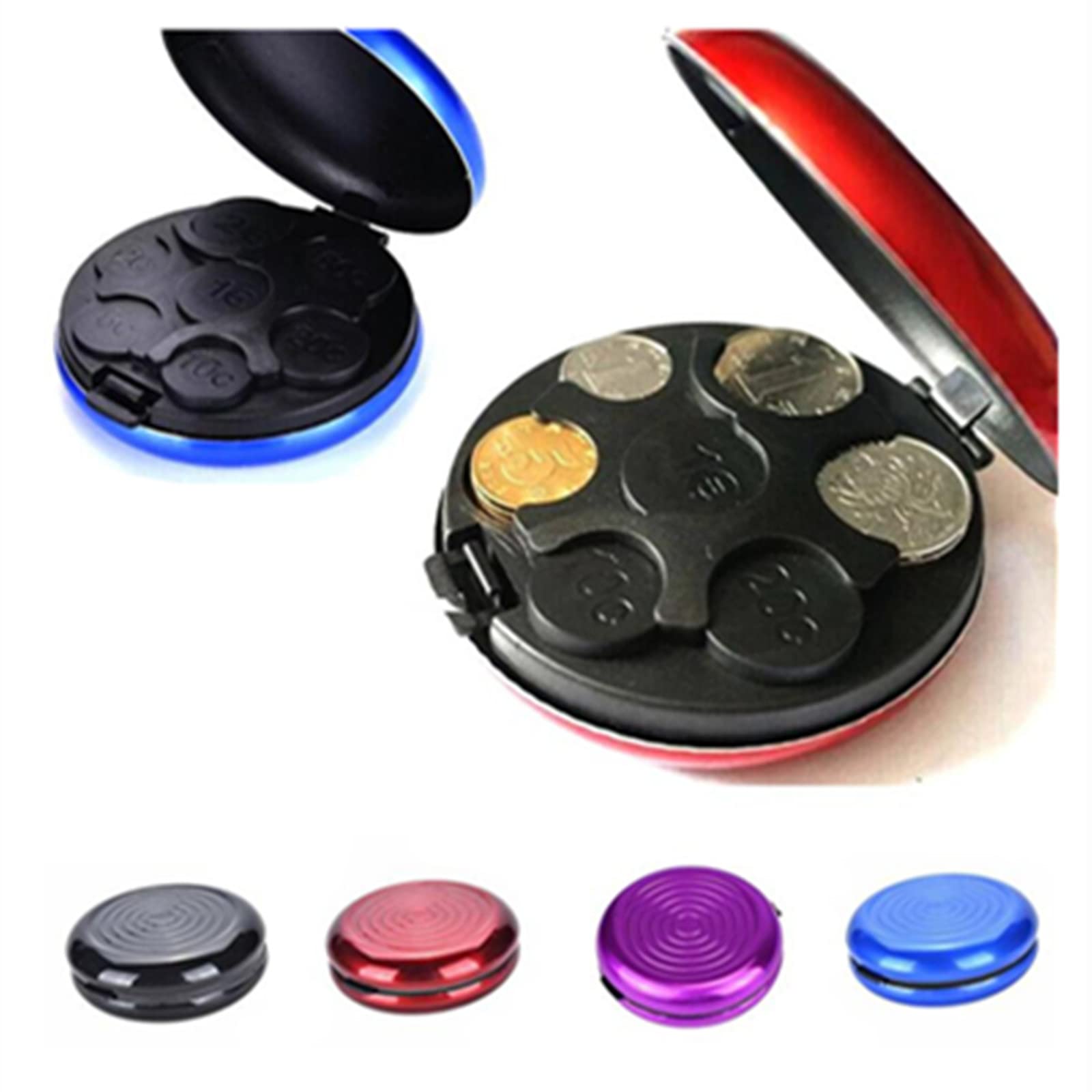 Amazon.com : 4 Pcs Coin Box Euro Coin Dispenser Storage Aluminum Coins ...