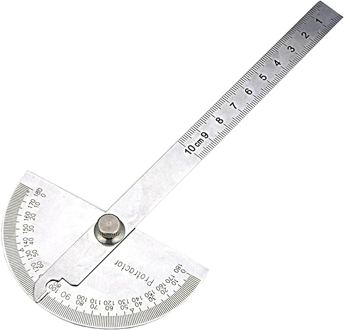 Stainless Steel Protractor 180 Degrees Angle Ruler Finder 100mm Metric ...