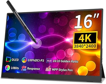 Amazon.com: 16 inch 4k OLED Touchscreen Portable Monitor, 3840 x 2400 ...