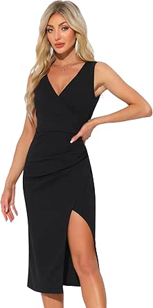 Amazon.com: Allegra K Sexy V Neck Dress for Women's Sleeveless Cocktail ...