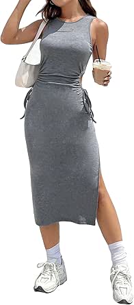 Amazon.com: MakeMeChic Women's Casual Sleeveless Round Neck Cut Out ...