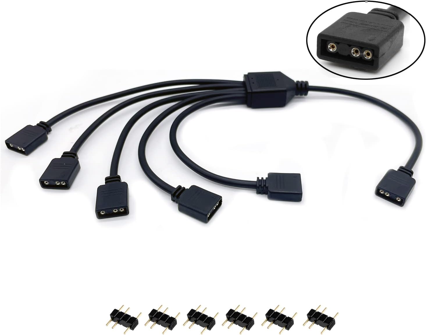 Jstincal 1-to-5 ARGB Splitter Cable, ARGB Cable, 5V 3 Pin Addressable ...