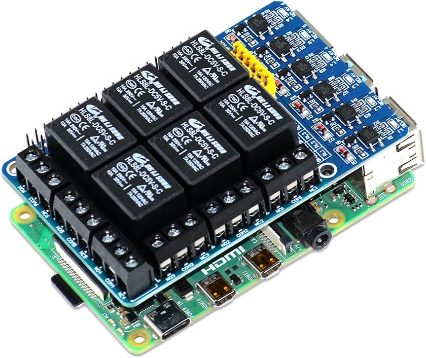 Amazon.com: PiRelay 6 Power Relay Module for Raspberry Pi, 6 Channel ...