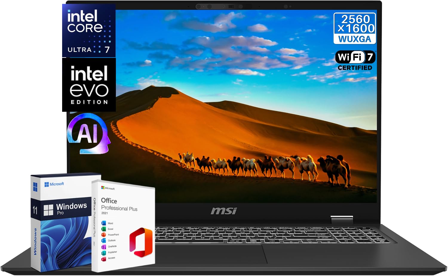 Snapklik.com : MSI Prestige 16 AI Evo Laptop, Intel Ultra 7-155H, 16 ...