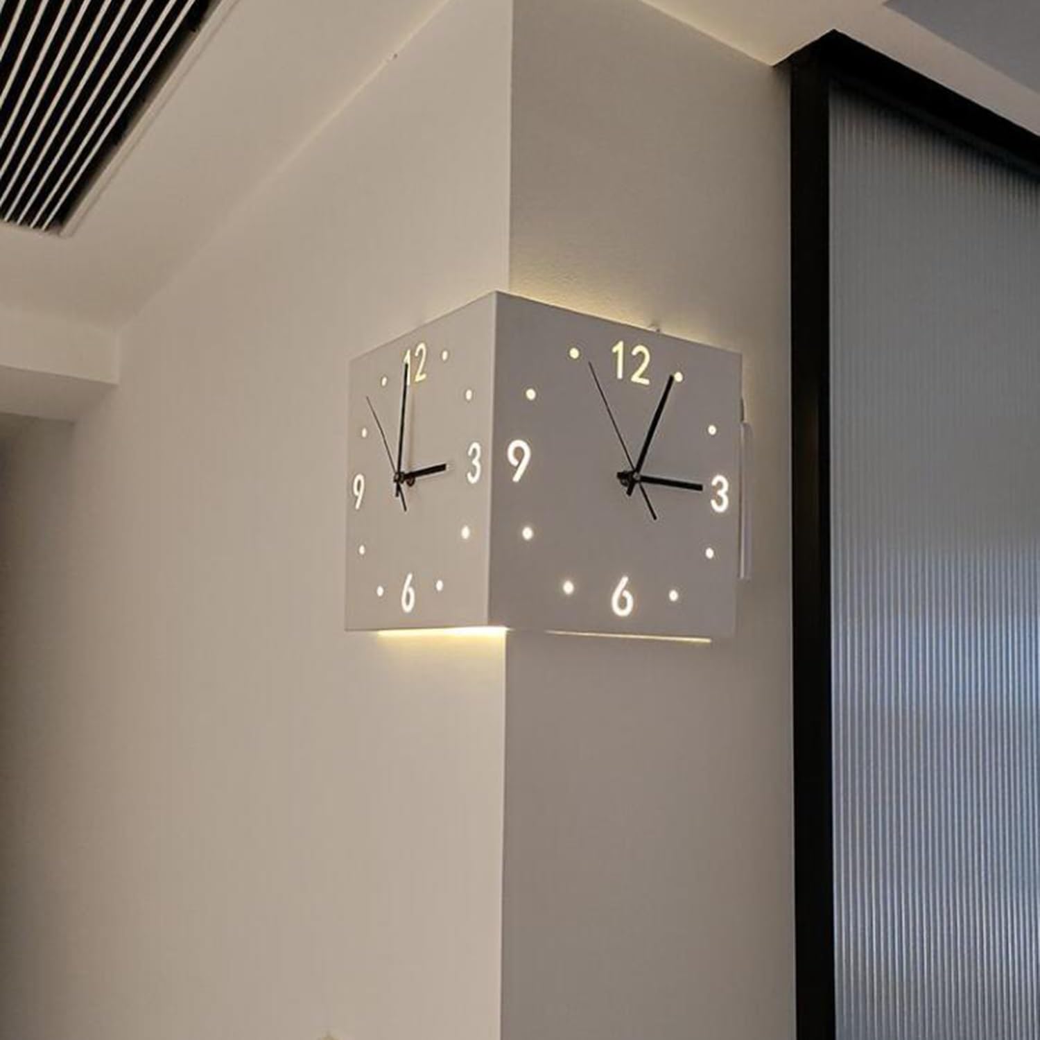 Amazon.com: KYOFIS Double Sided Corne Wall Clock, Sensor Luminous ...