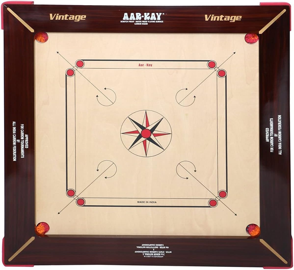 Buy AAR-Kay Carrom Board Vintage Plywood Approved by Carrom Federation ...