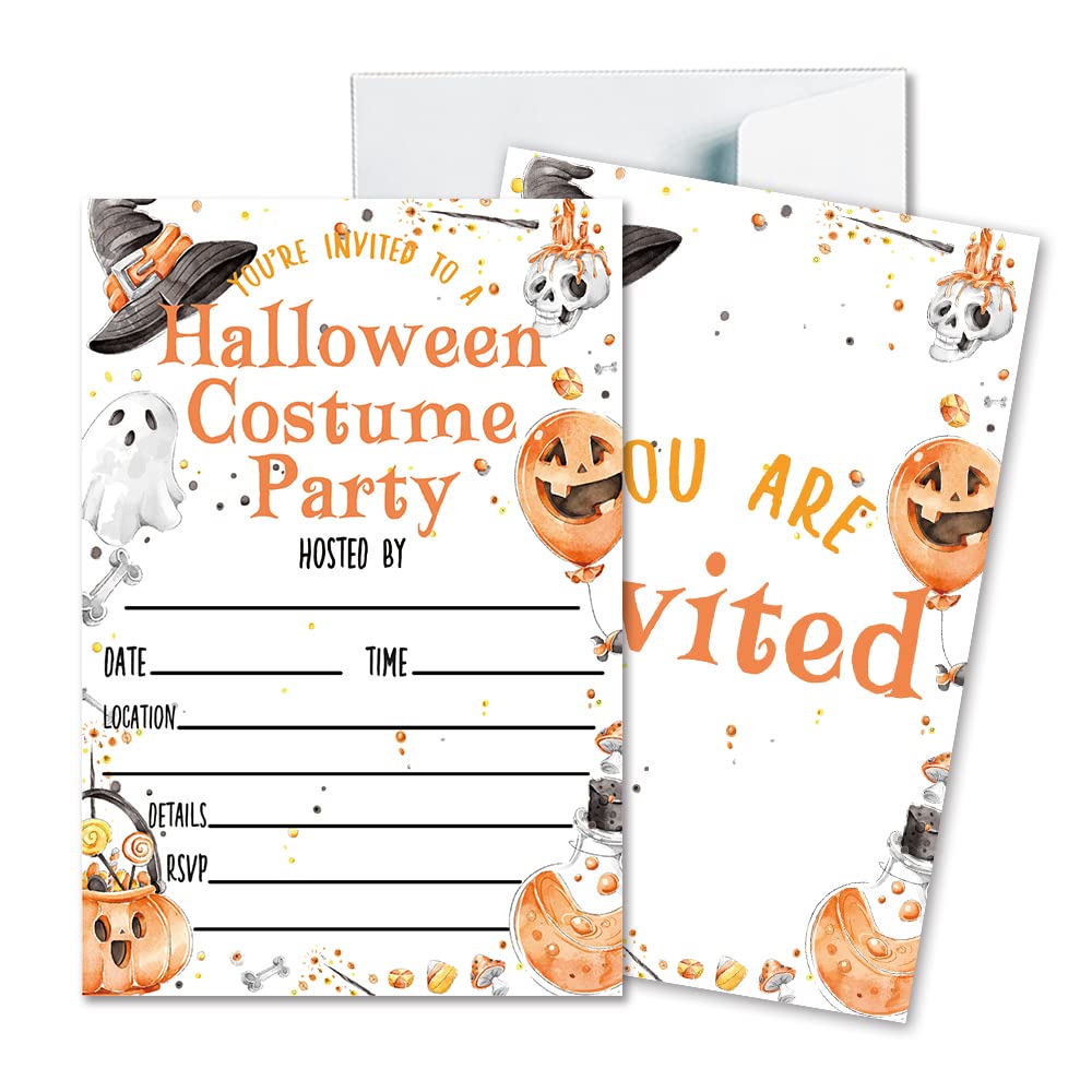 Amazon.com : Deluxe Halloween or Costume Party Invitations, 25 Fill-in ...