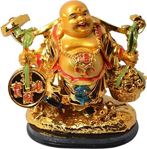 Buy Feng Shui Laughing Buddha Holding Wealth Coin and Ingots Statue for ...