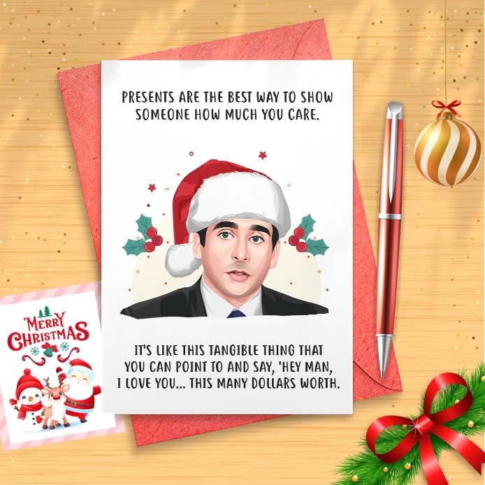 Amazon.com: Funny Michael Office Christmas Card, Festive Christmas Gift ...