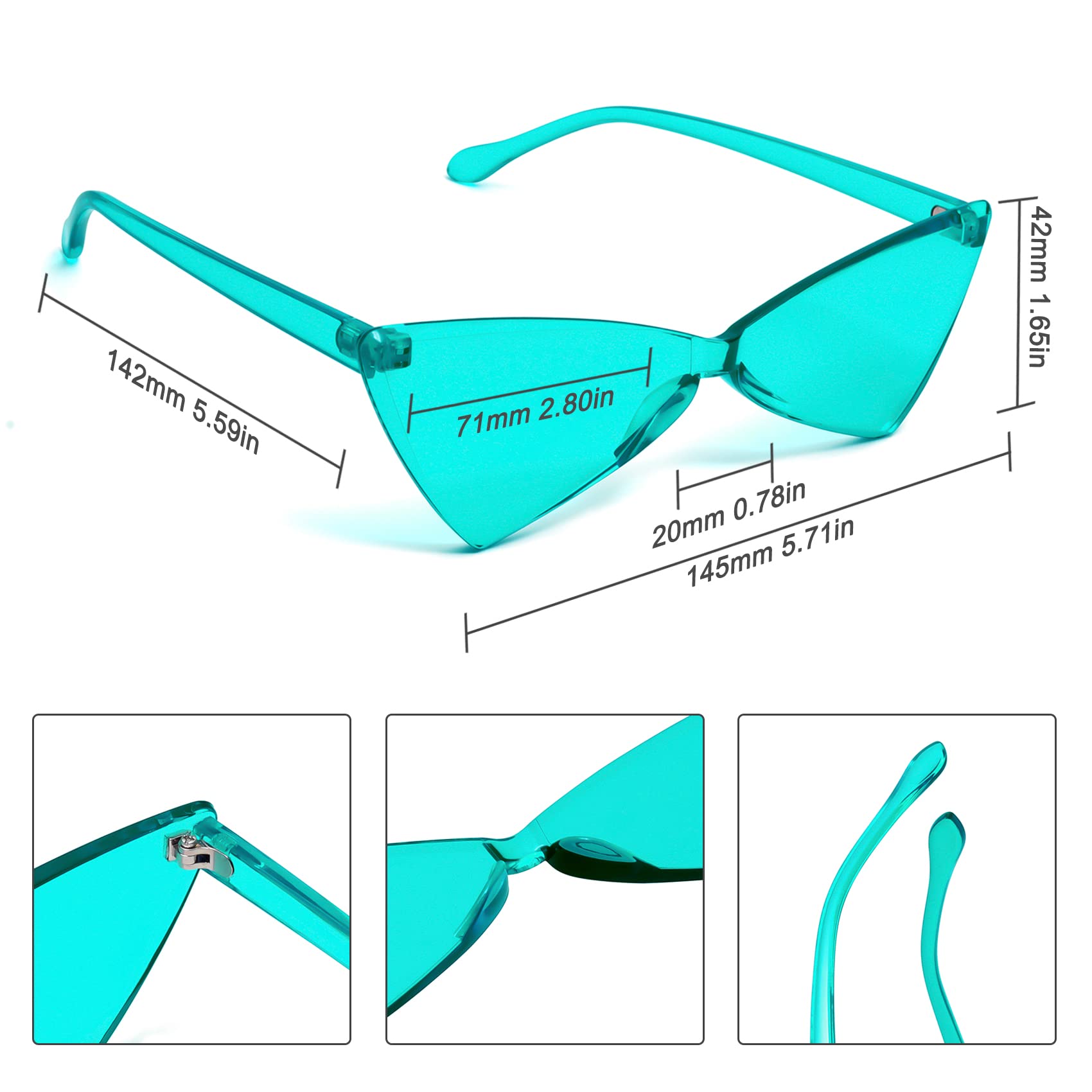 Snapklik.com : Triangle Rimless Sunglasses One Piece Candy Color ...