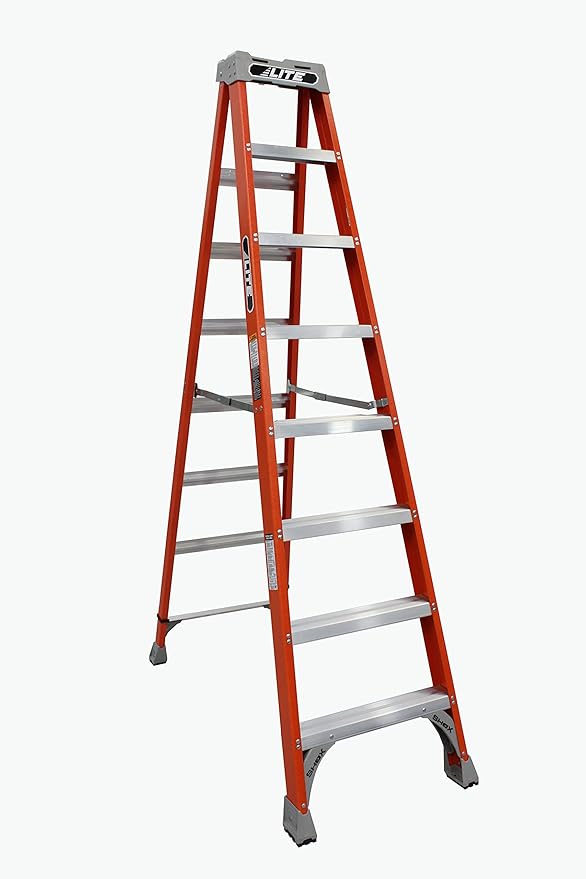LITE 8-Foot Fiberglass Step Ladder, 300-Pound Load Capacity, Type IA ...