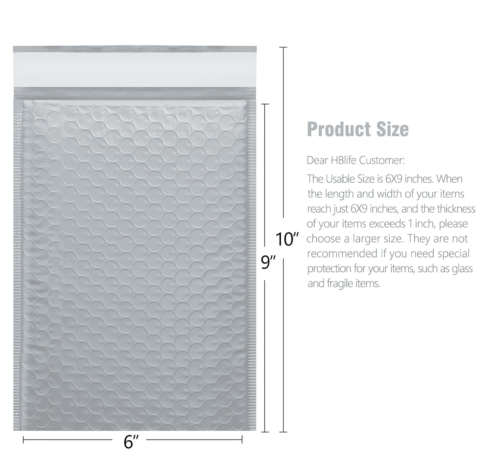 Snapklik.com : 50 Pcs Bubble Mailers, 6x10 Inches Self Seal Gray Poly ...