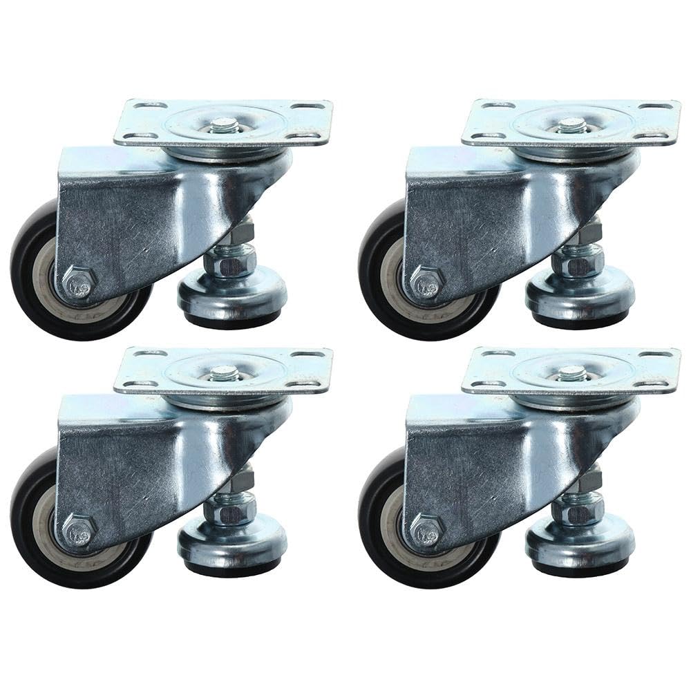 SHUATI 4Pcs Caster Wheels, 2" Swivel Casters, Leveling Plate Castors ...