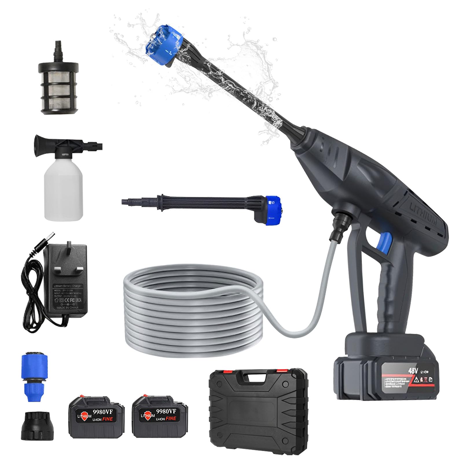 Cordless Pressure Washer, 24V Portable Jet Washer 36Bar/522PSI High ...
