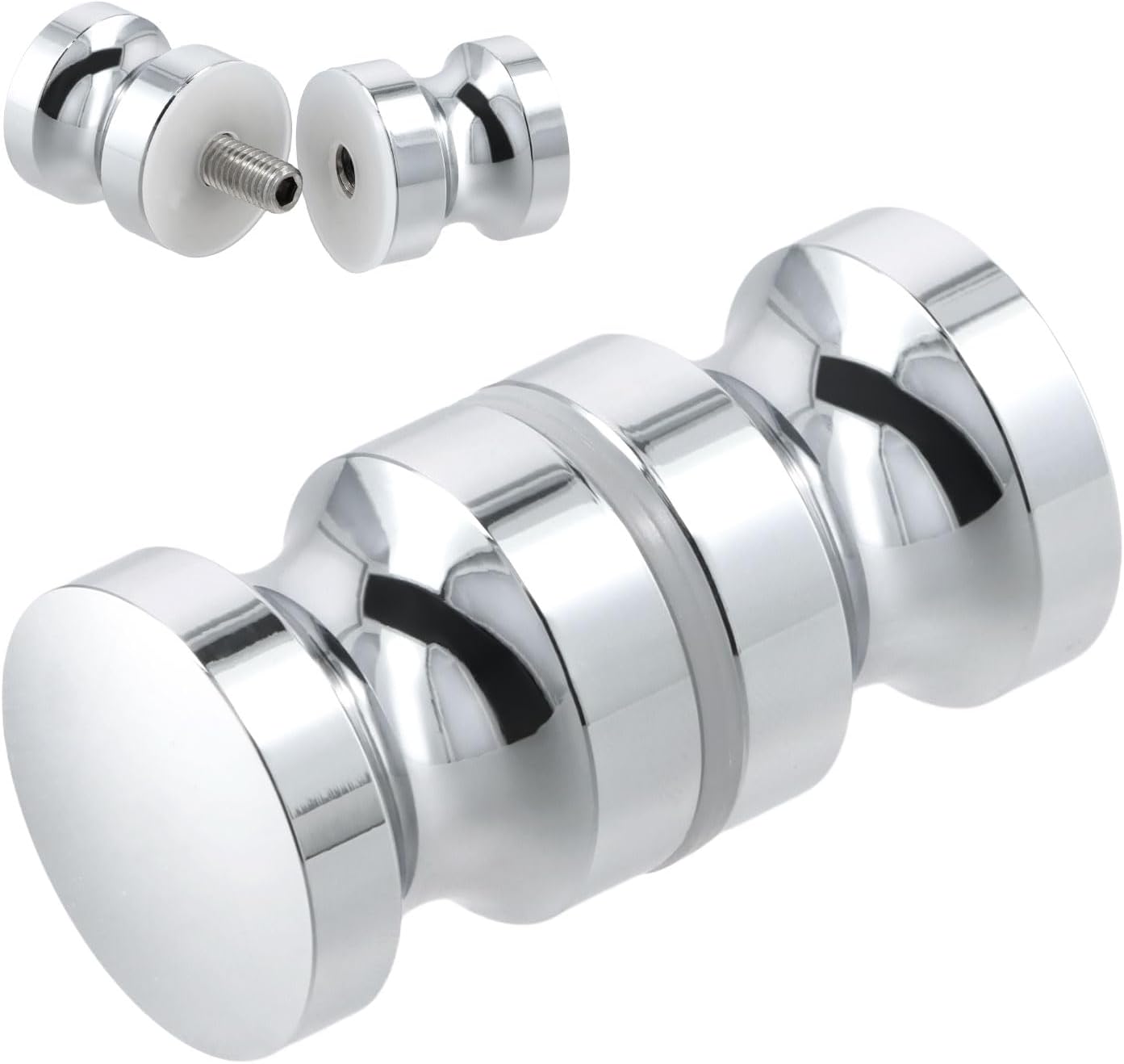 Shower Door Knob Round Back-to-Back Door Handle Aluminum Alloy Mirror ...