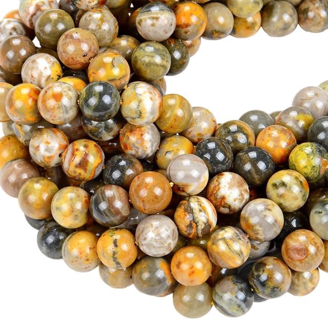 Amazon.com: Mustard Yellow Natural Bumblebee Jasper Gemstone Grade AAA Round 8MM Loose Beads ...