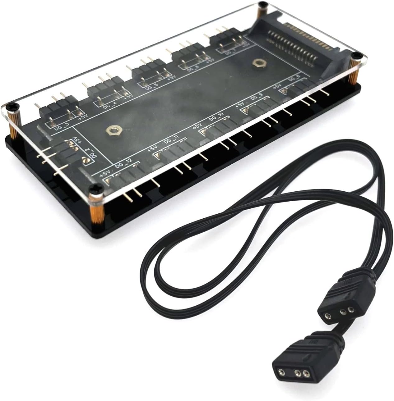 3-Pin 5V ARGB Controller,CERRXIAN 1 bis 11 Ports ARGB-HUB, 12 Wege, 5 V ...