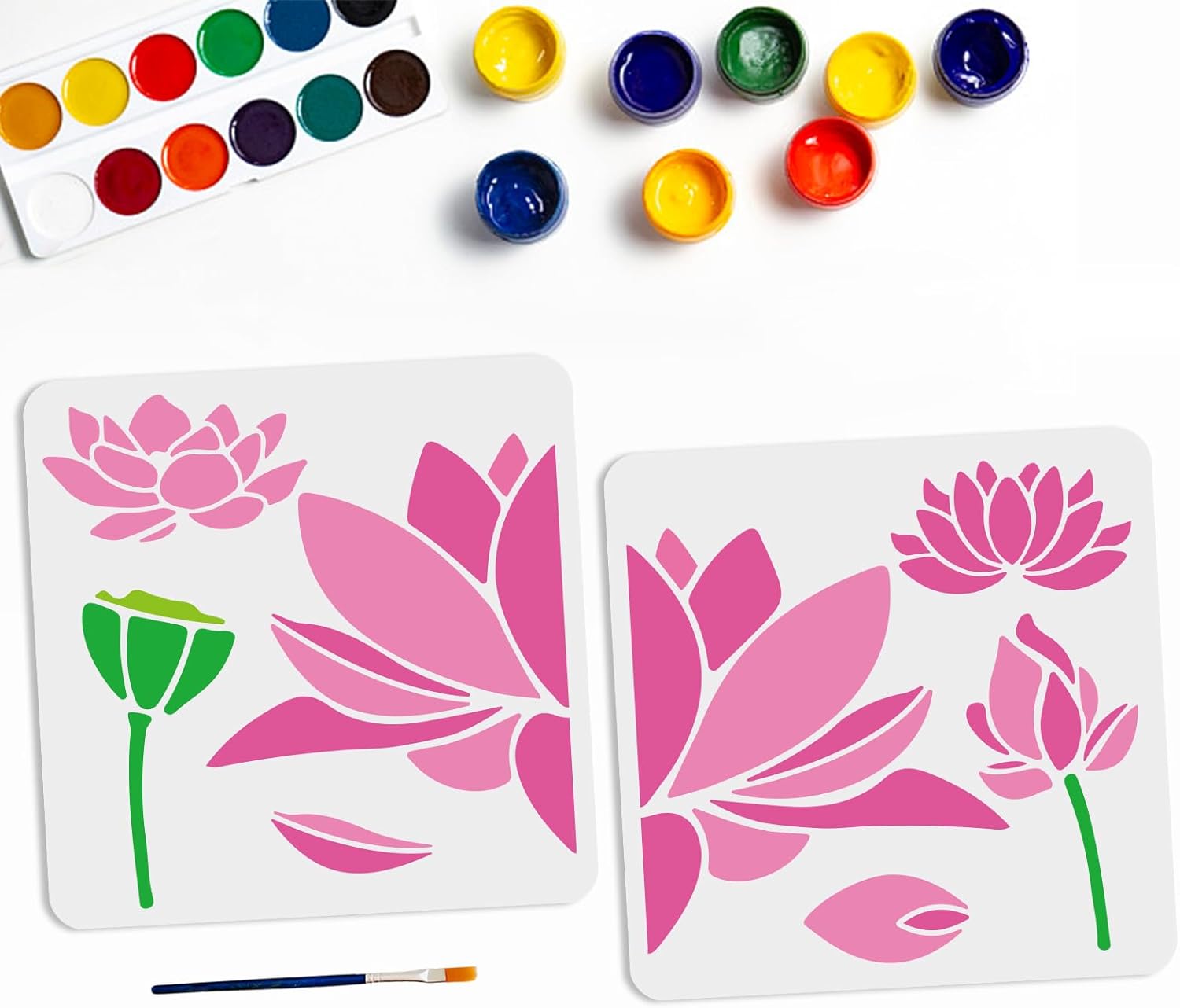 MAYJOYDIY 2pcs Lotus Stencil Lotus Flower Stencil Lotus Seedpod ...