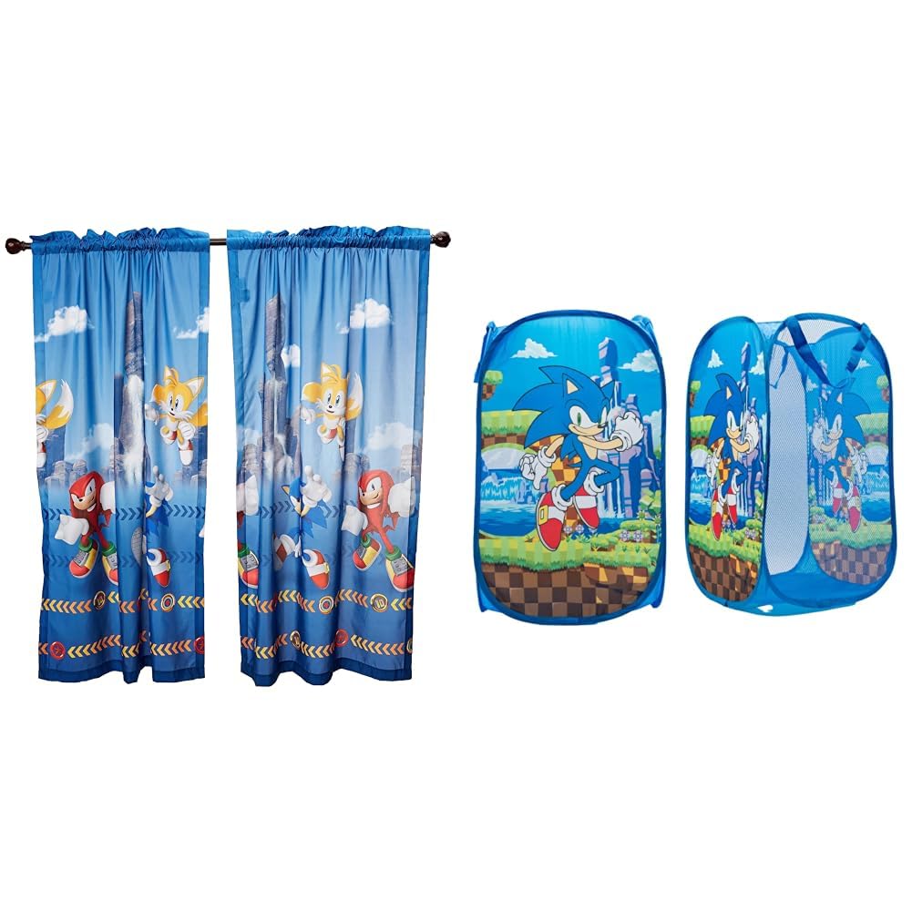 Amazon.com: Sonic The Hedgehog Kids Curtains and Collapsible Storage ...