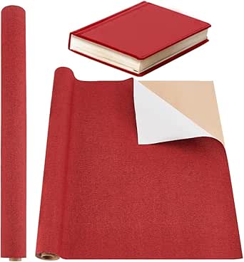 OLYCRAFT 100x43cm Dark Red Self-Adhesive Book Binding Cloth Bookcover ...