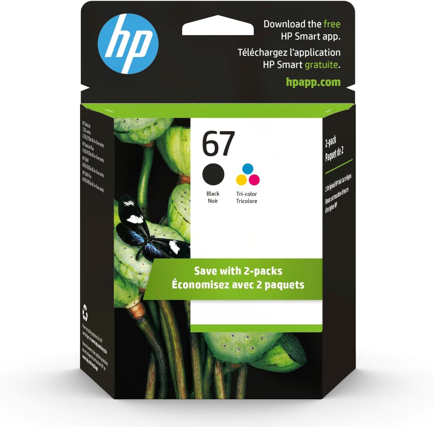 Amazon.com: HP 68 Black/Tri-Color Ink Cartridges (2-Pack) | Works Envy ...