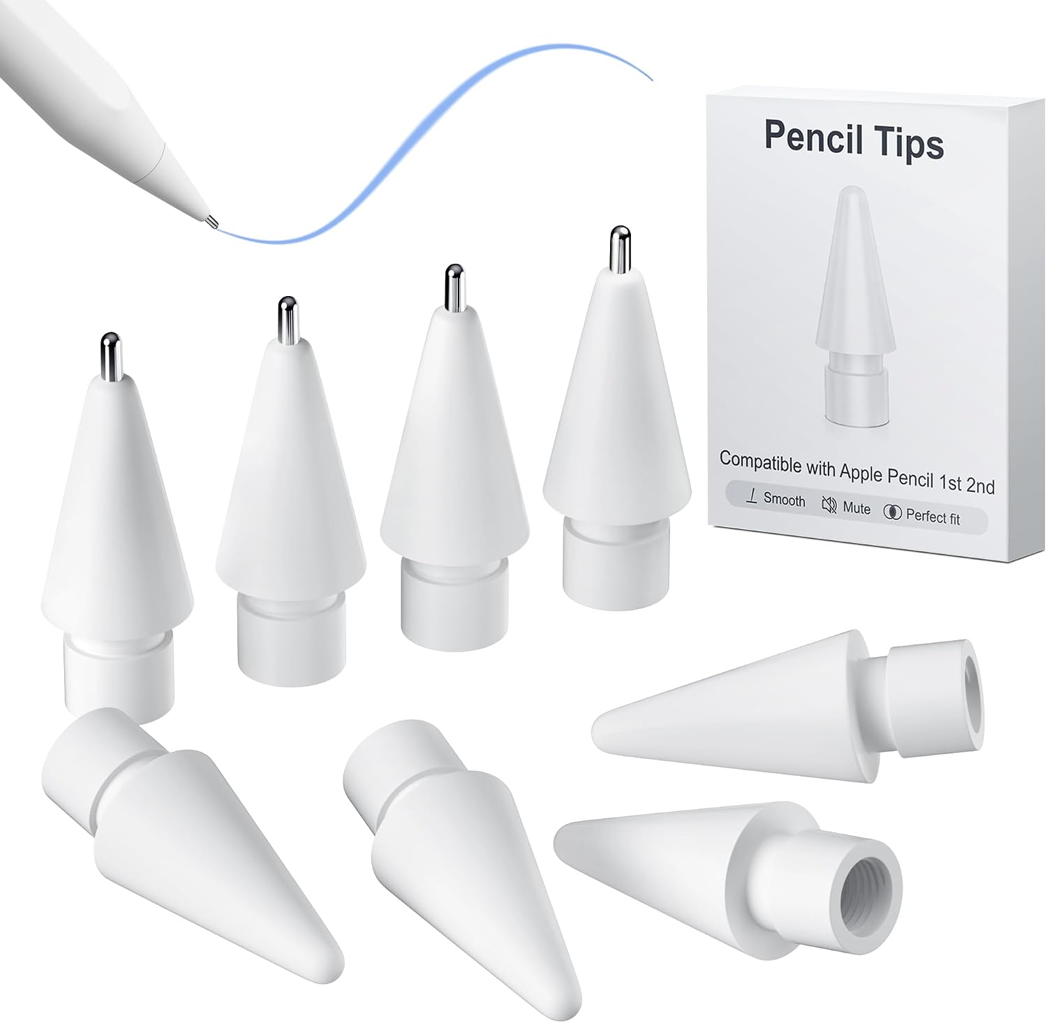 [8-Pack] Replacement Pencil Tips for Apple Pencil Pro 1st Gen/2nd ...