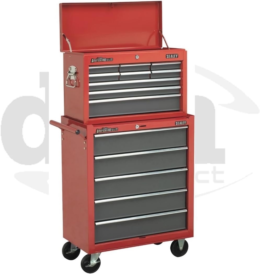 Red Sealey 14 Drawer Top Chest Box Roller Roll Cabinet Tool Storage ...