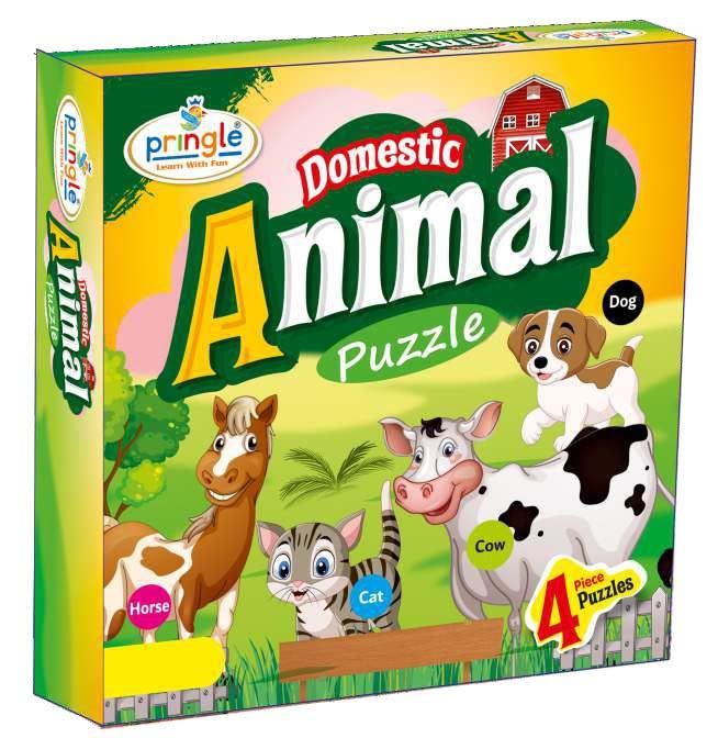 Buy PRINGLE Wooden Puzzle for Kids, Set of 4 Domestic Animals Jigsaw ...