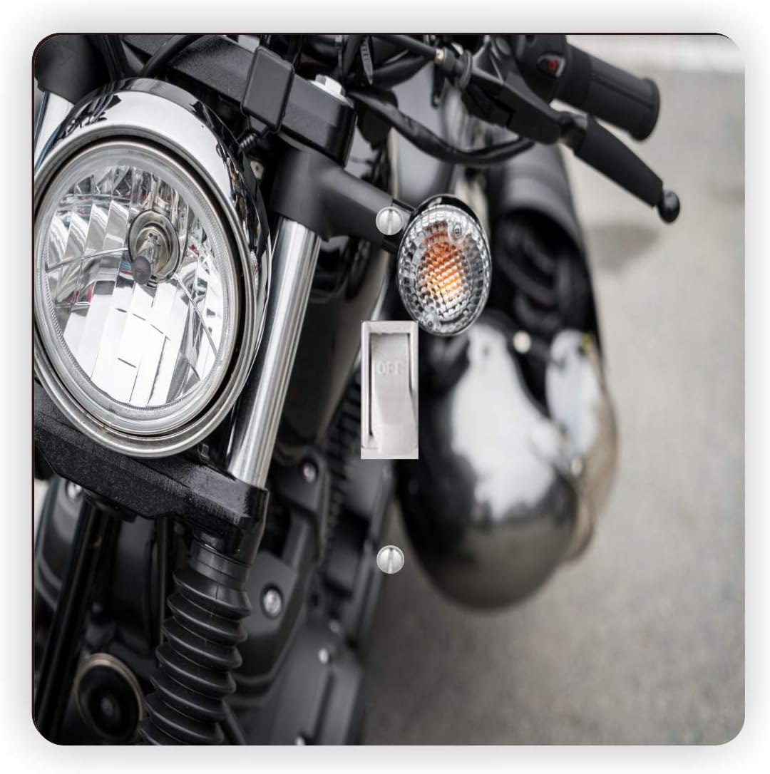 Vintage Motorcycle Headlights - Light Switch Plate Cover - Single ...