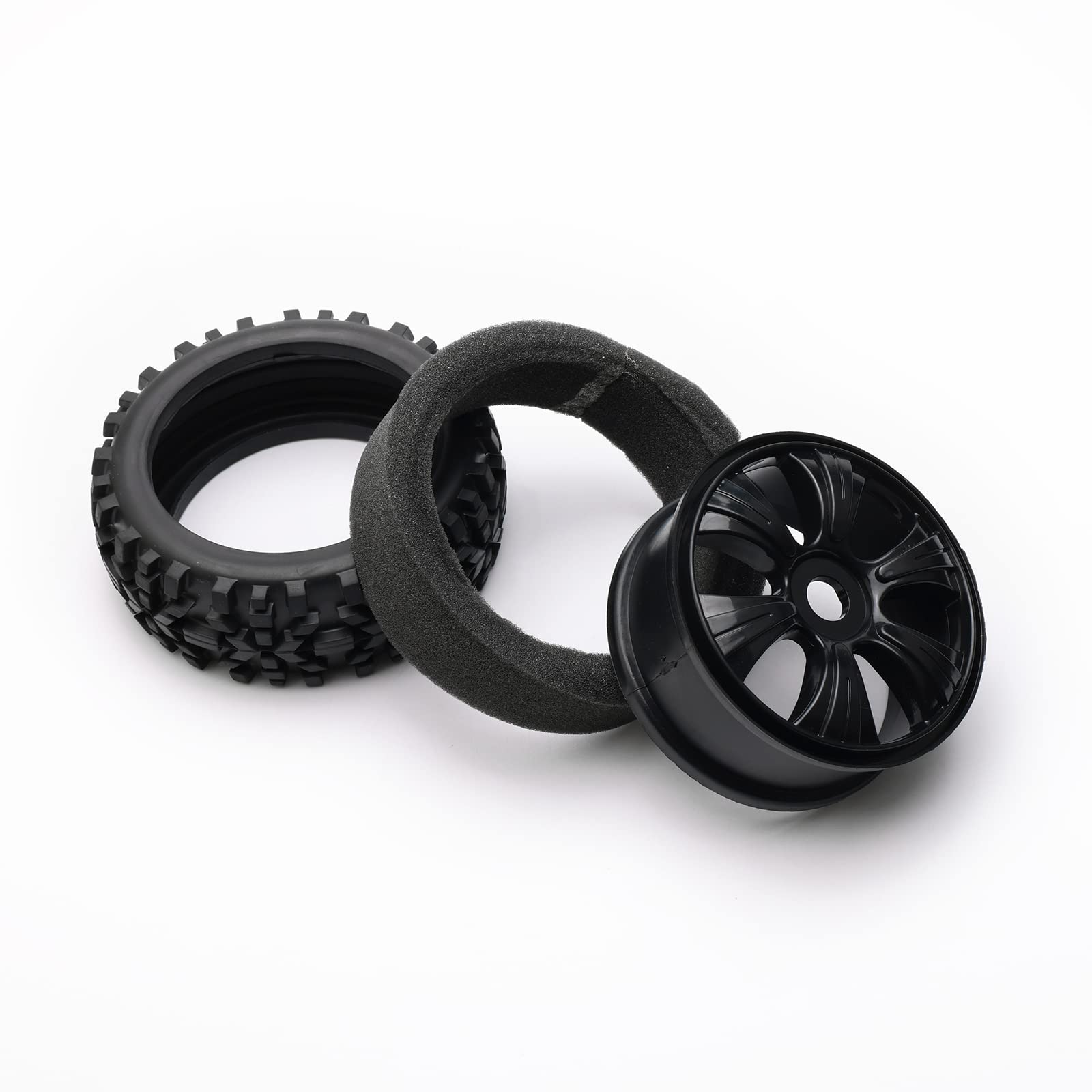 Snapklik.com : Black 1:8 RC Tyre All Terrain Tires & Plastic Wheel Rim ...