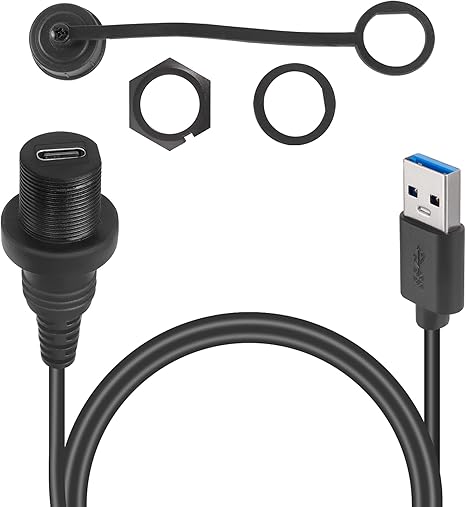 Amazon.com: QIANRENON USB C to USB 3.0 Threaded Flush Mount Waterproof ...