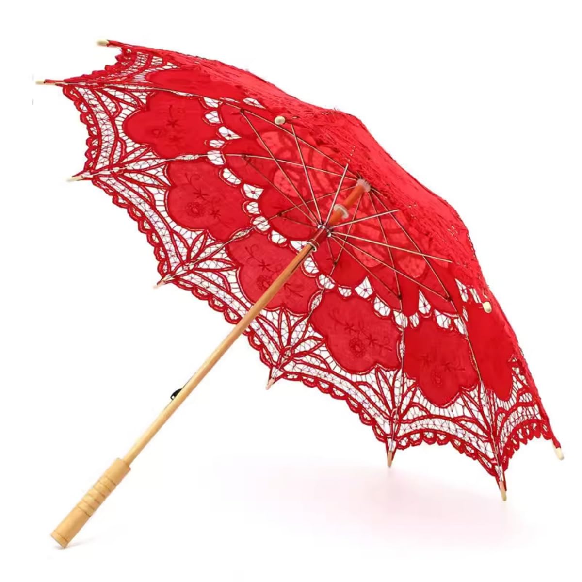 Amazon.com: AEAOA Handmade Red Lace Parasol Umbrella Wedding Bridal 30 ...