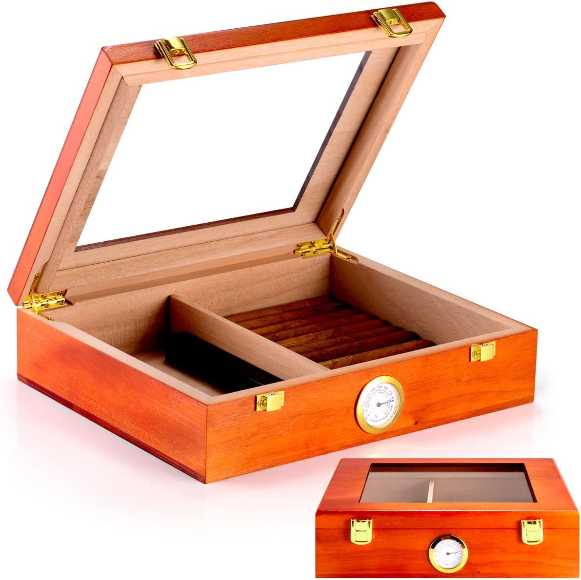 Amazon.com: LAYAONE Cigar Humidor Box with Humidifier Disc, Hygrometer ...