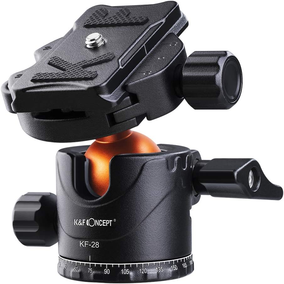 Amazon.com : K&F Concept Professional 28mm Metal Tripod Ball Head 360 ...