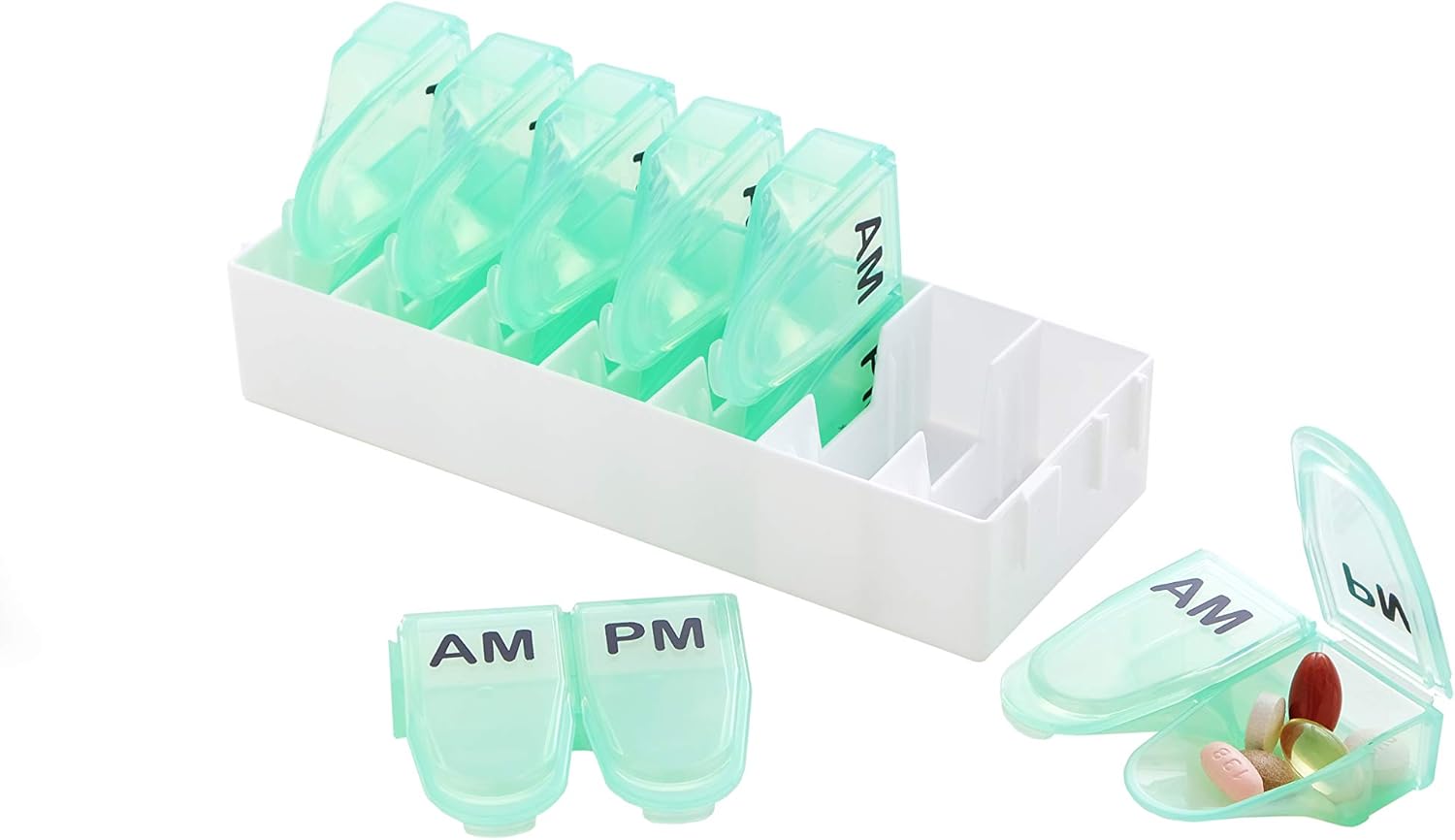 Amazon.com: Weekly Angled Pill Organizer 2 Times a Day, 7 Days Pill Box ...