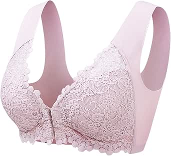 Women's Comfort Front Close Wirefree Bra, Embroidery Bras for Women No ...