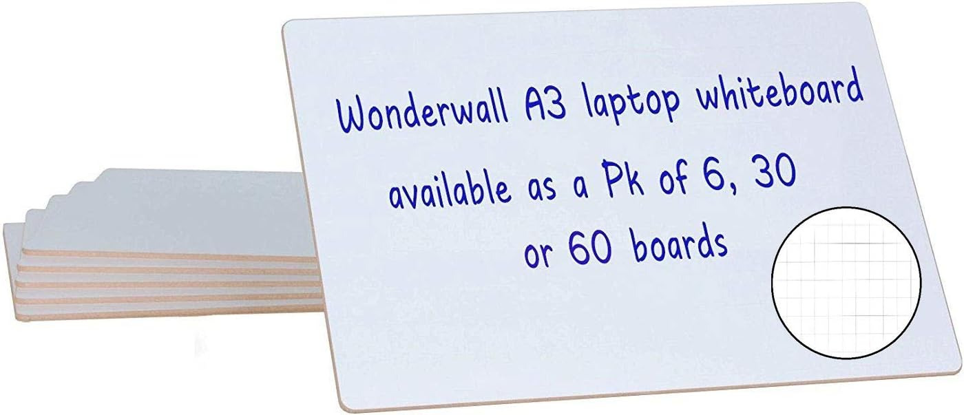 Wonderwall Doublesided Mini Whiteboard A3 - (Value Bundle of 10 Packs ...