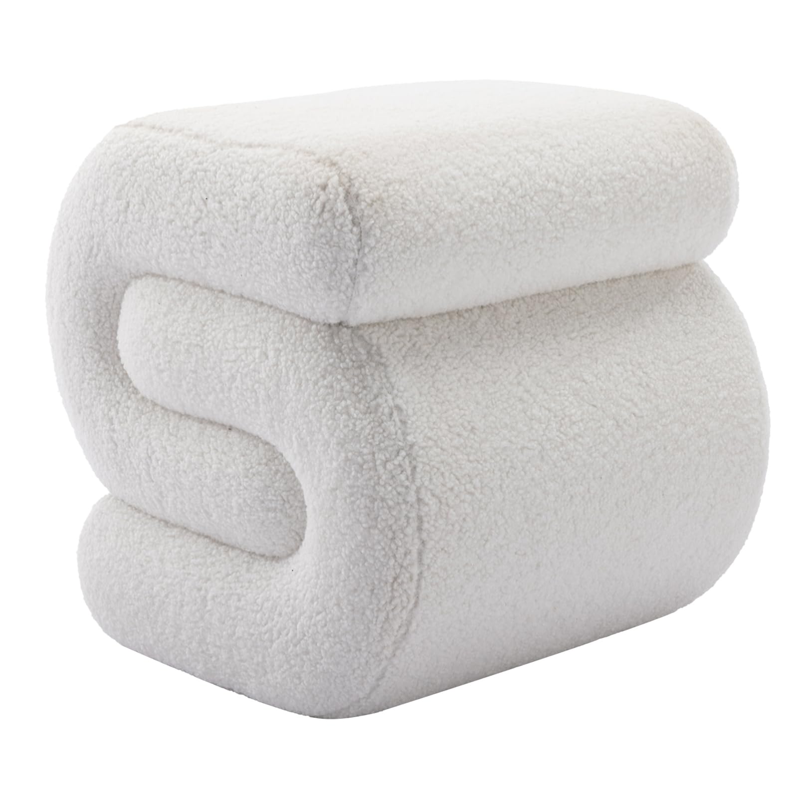 Amazon.com: FOXHUNTER Modern Teddy Upholstered Ottoman, Comfortable ...