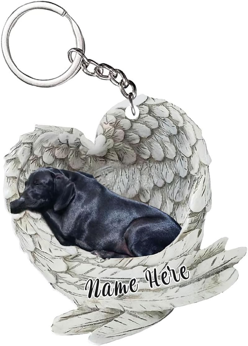 Personalized Black Labrador Dog Sleeping In Angel Wings Memorial ...