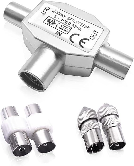 SmartMaster TV Aerial Splitter 2 Way, Cable TV Coax Splitter with ...