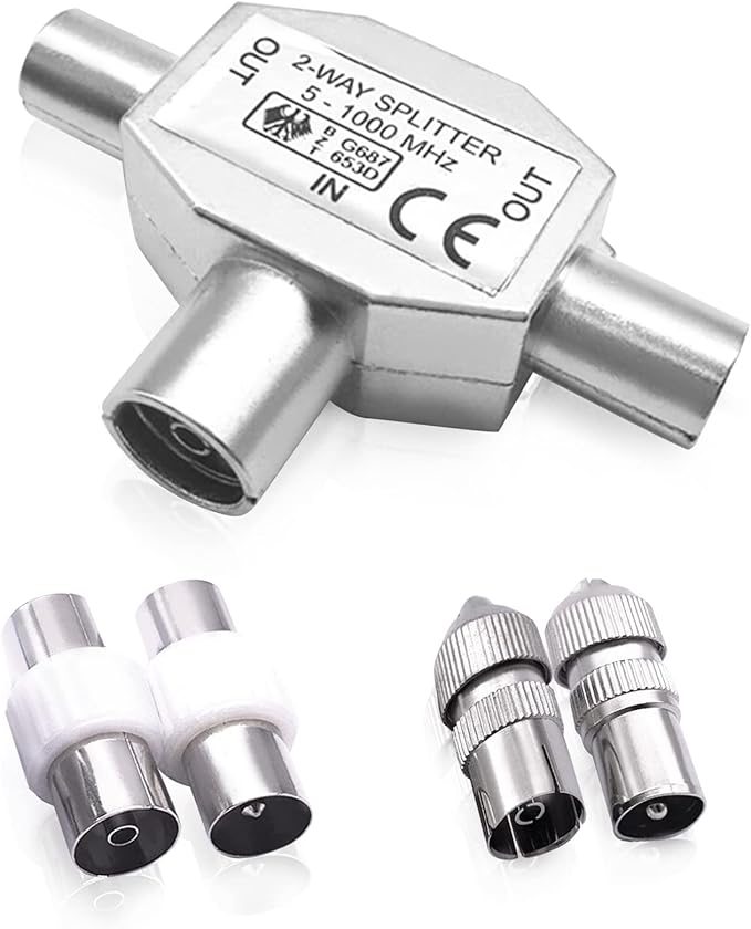 SmartMaster TV Aerial Splitter 2 Way, Cable TV Coax Splitter with ...