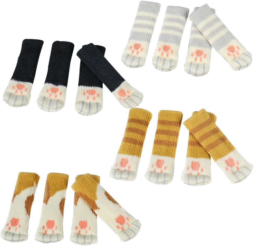 WAFJAMF 24 PCS Cute Cat Paw Furniture Leg Socks, Chair Leg Floor ...