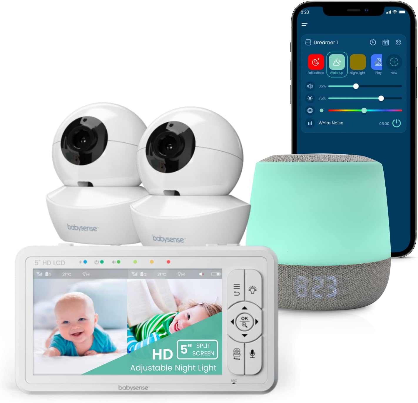 Amazon.com: 2 in 1 - Babysense Video Baby Monitor with Two HD Cameras ...