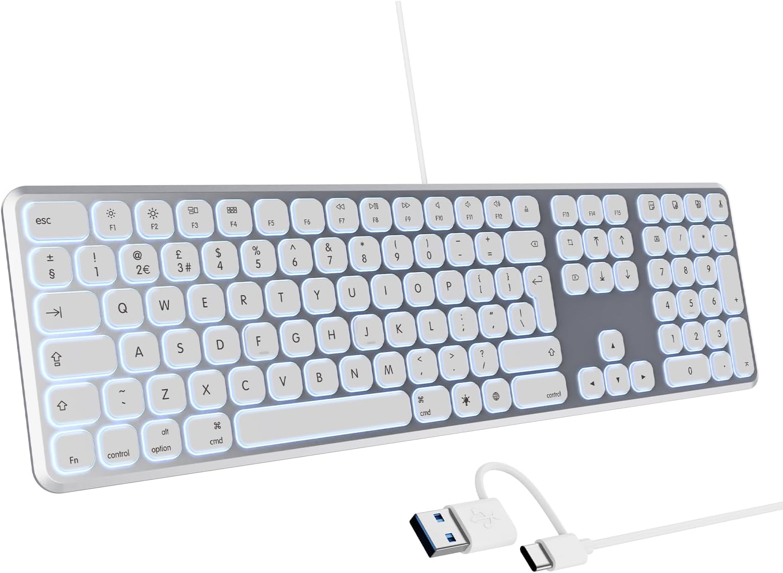 TRIXES White USB Slim Keyboard Plug and Play with Cover : Amazon.co.uk ...