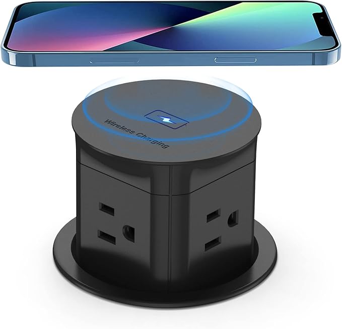 ANNQUAN Automatic Pop Up Outlet for Kitchen Countertop, 3.15" Pop Up ...